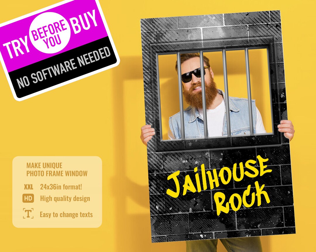 Jail Photo Booth Frame, Jailhouse Birthday, Editable Prop (digital ...