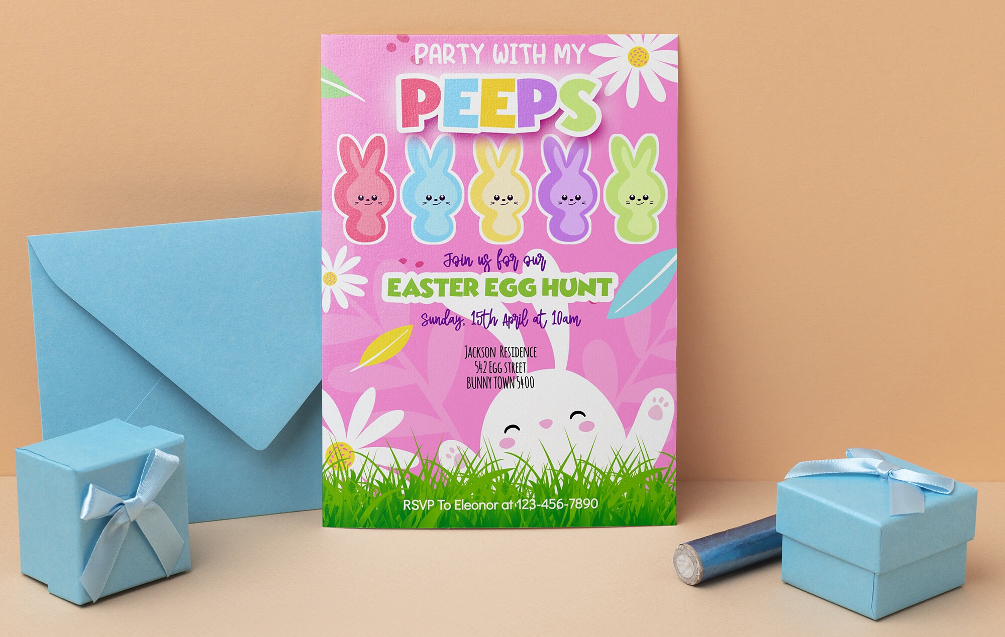 Party With My Peep, Peep Invitation, Easter Invitation, Easter Egg Hunt ...