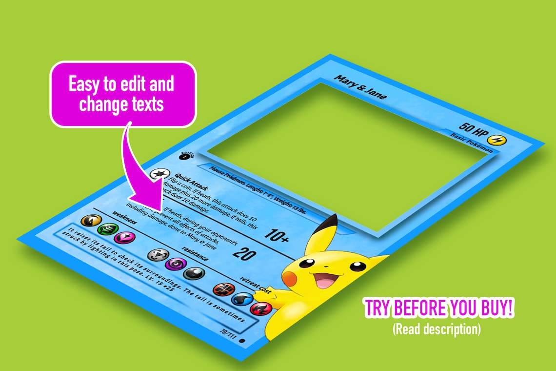 XXL Pokemon Card Birthday Photo Frame Template Print 24x36in Online ...