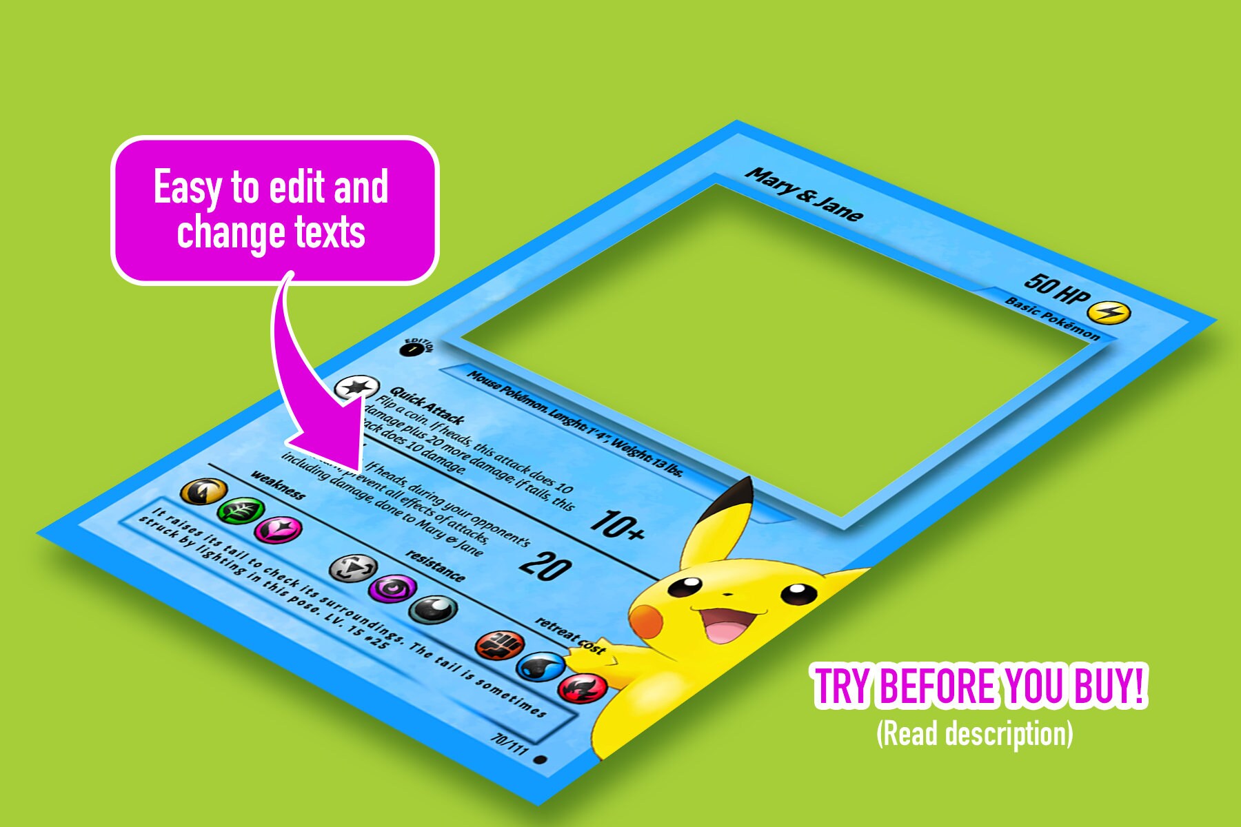 Pokemon Card Birthday Photo Frame Template | Print 24x36in Online ...