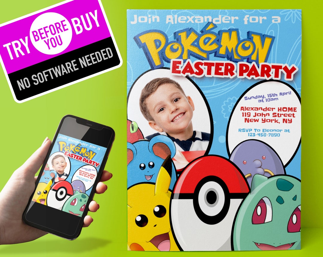 Pokemon Easter, Pokemon Easter Invitation, Pokemon Invitation, Pokemon ...