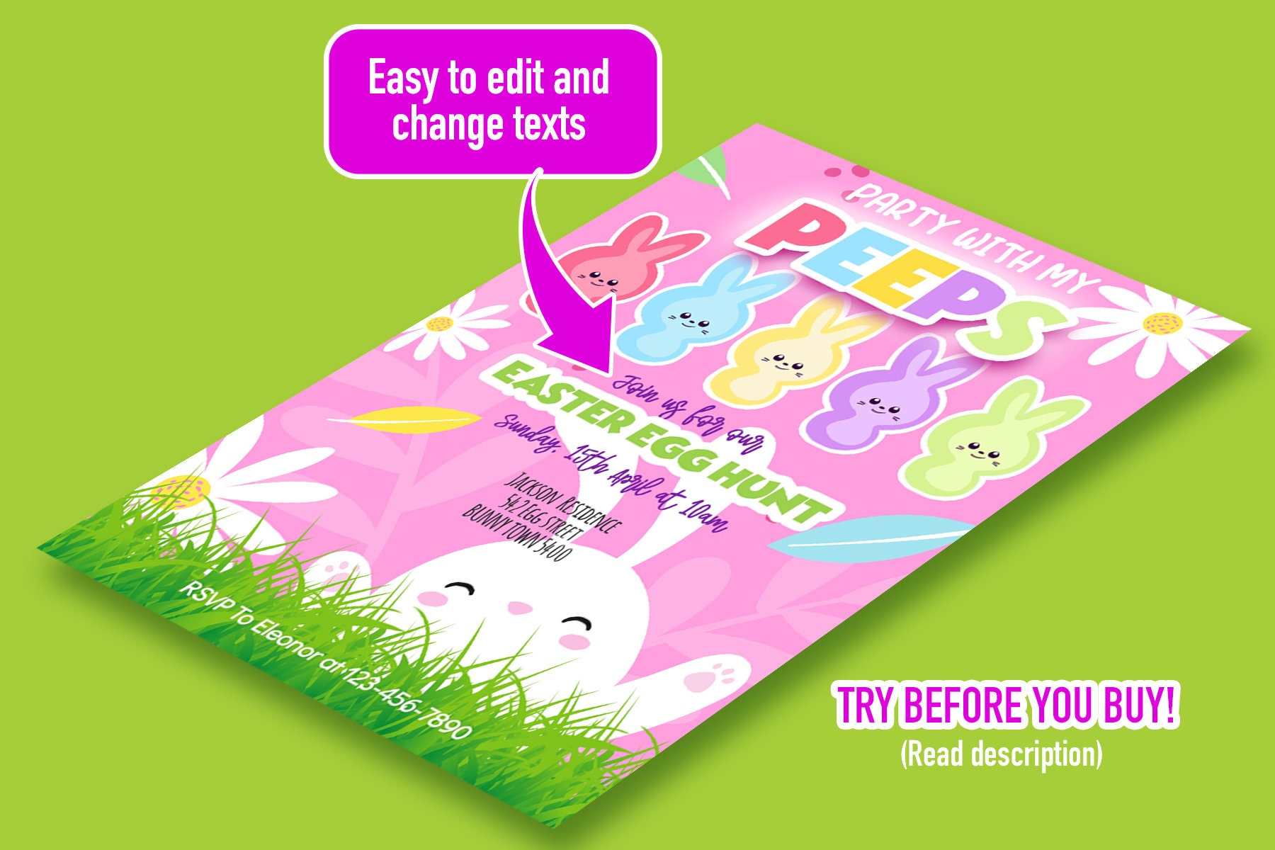 Party With My Peep, Peep Invitation, Easter Invitation, Easter Egg Hunt ...