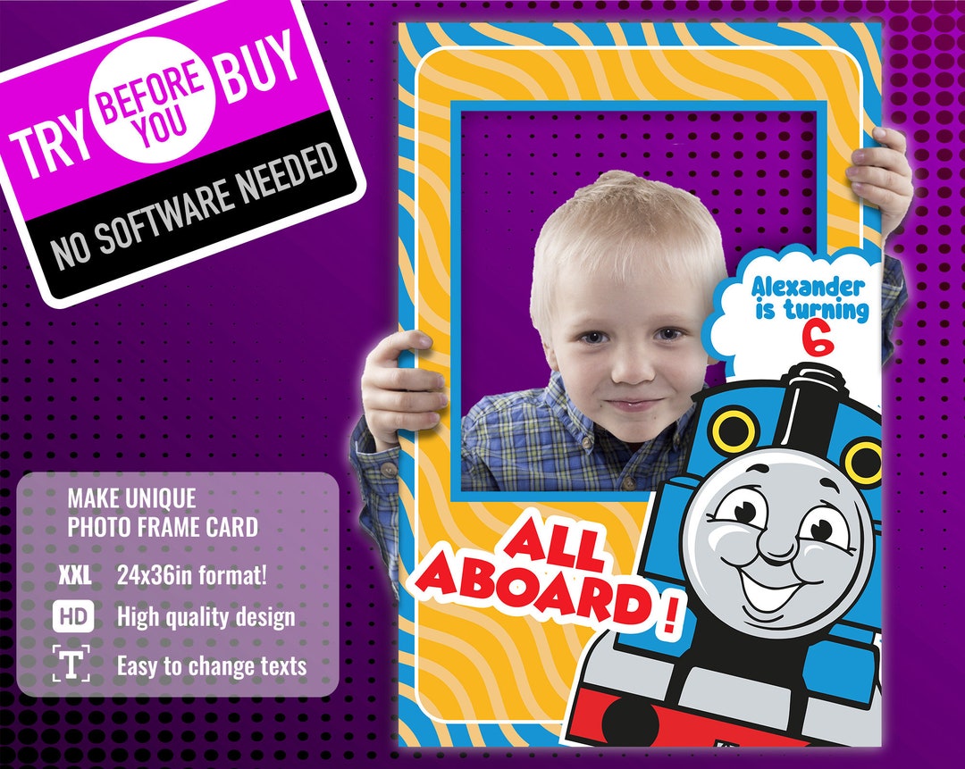 XXL Thomas the Train Photo Frame Card Birthday Template | Print 24x36in ...