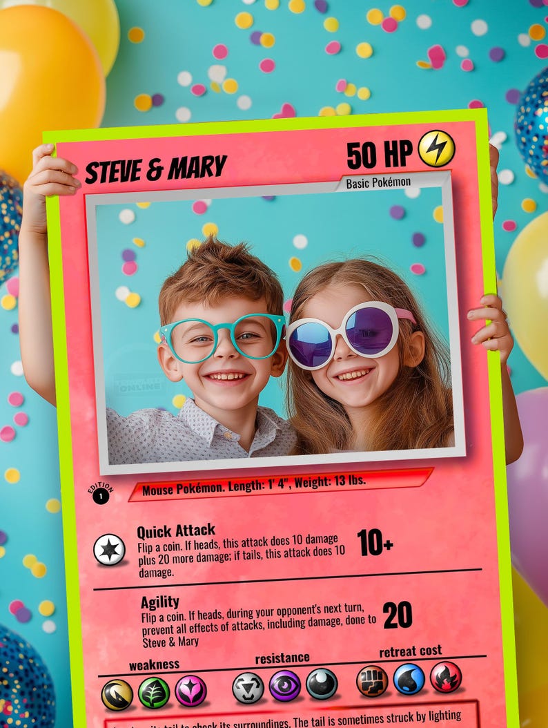 Pokemon Card Photo Booth Template, Editable Birthday Party Decor ...