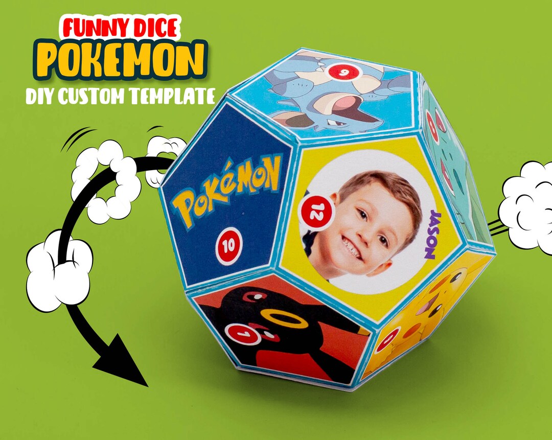 Pokemon DIY Dice, 12 Sides With Custom Photo - Digital Template - Etsy