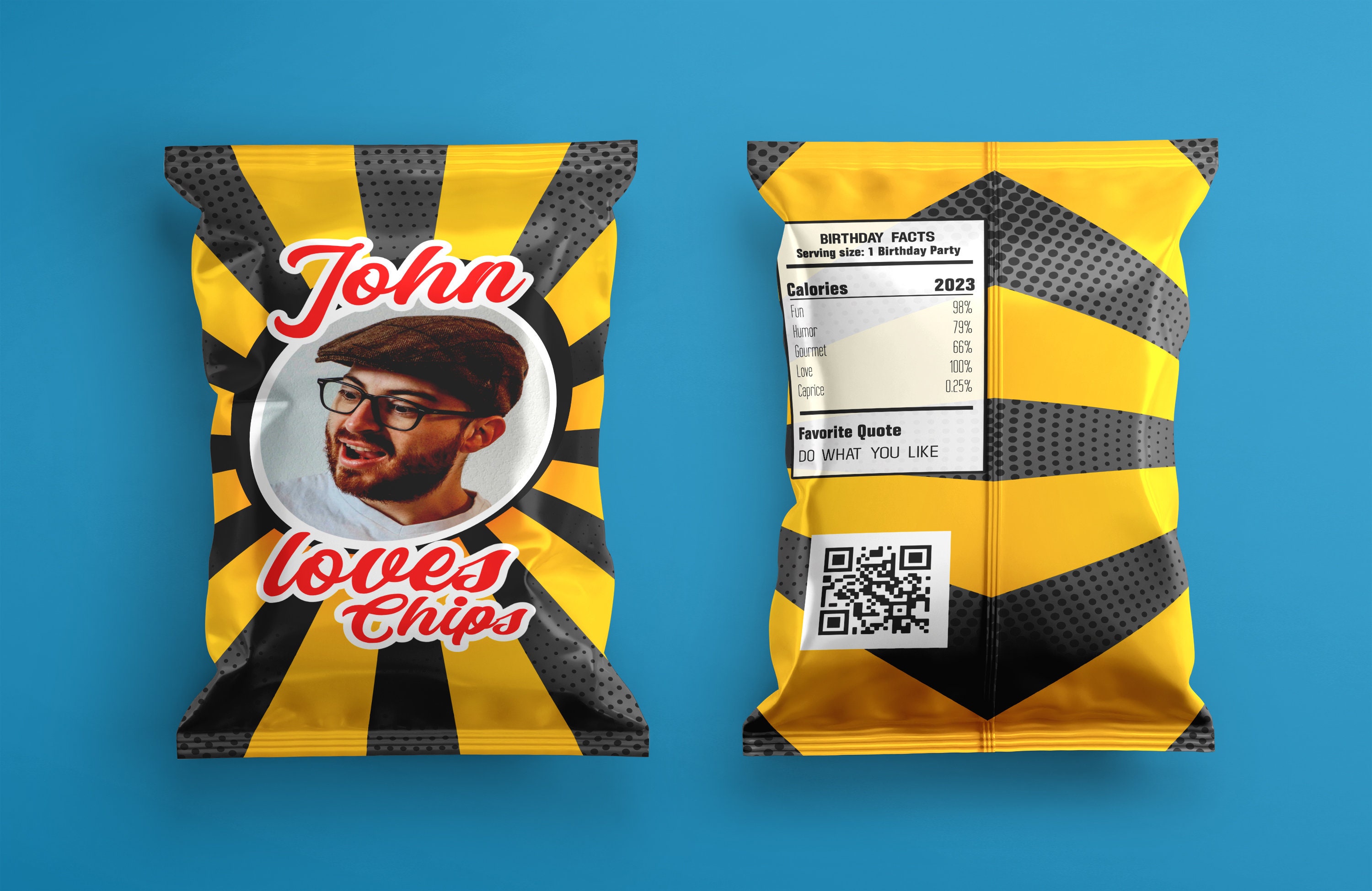 Custom Chip Bag With Personal Photo Template DIY Printable Chip or ...