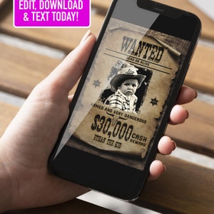 DIY Wanted Poster, Wanted Sign, Wanted Birthday Sign, Cowboy Party ...