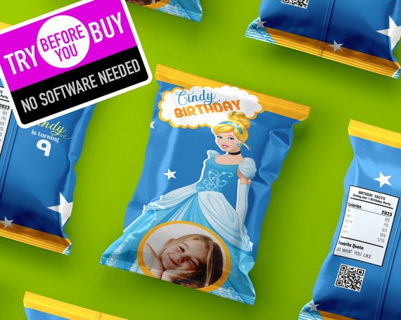 Cinderella Chip Bag Template Custom DIY Printable Chip or - Etsy