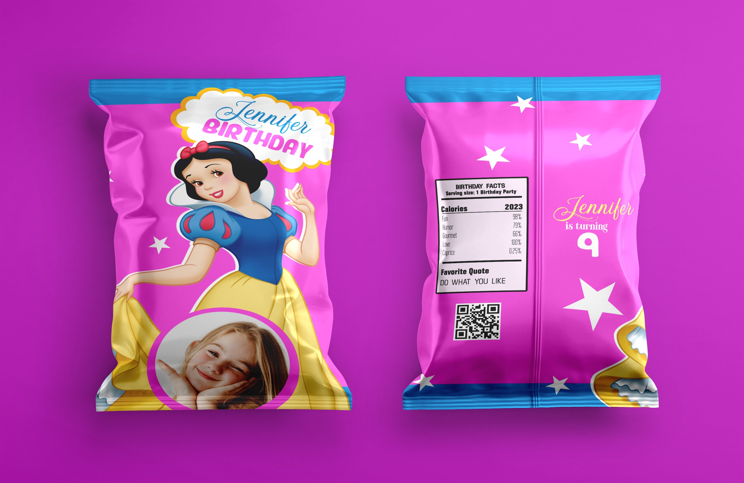 Snow White Birthday Chip Bag Template - Printable, DIY (instant ...