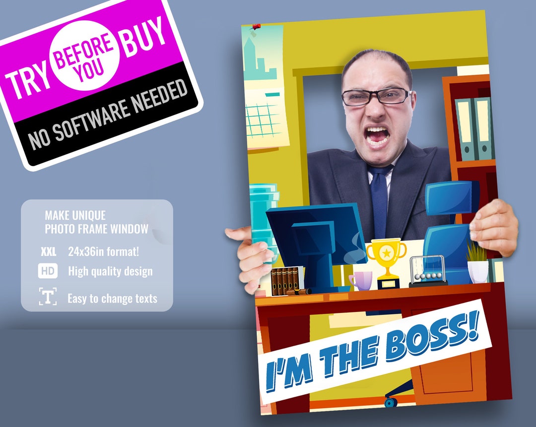 Boss Photo Booth Frame, Office Desktop Selfie Businessman Birthday ...