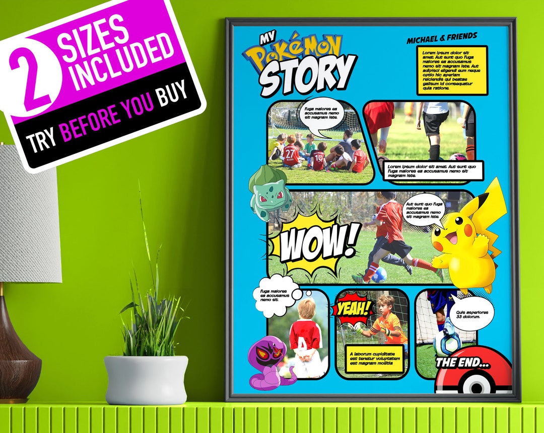 Custom Photo Pokemon Comic Strip – Birthday Poster (digital Download ...