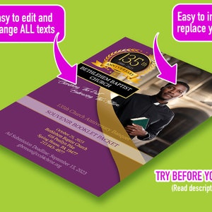 Church Souvenir Book Ad DIY Photo Templates, Editable Congratulations ...