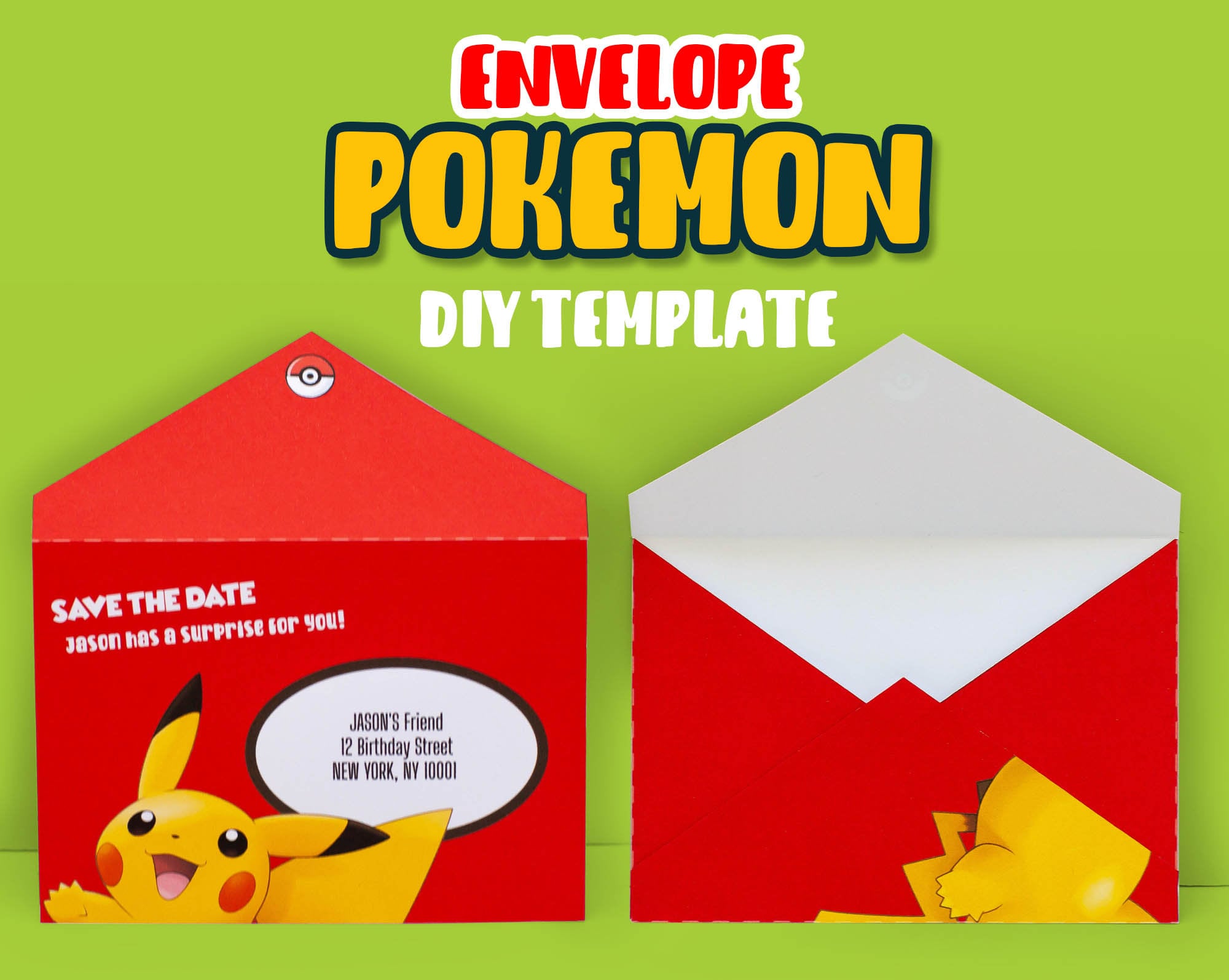 Pokemon DIY Envelope A1 - Digital Template - Instant Download - Etsy
