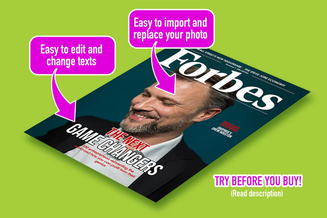 DIY Forbes Magazine Cover, Sign, Birthday Cover, Original Gift, Poster ...