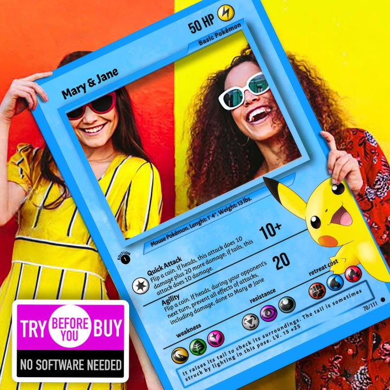 Pokemon Card Birthday Photo Frame Template | Print 24x36in Online ...