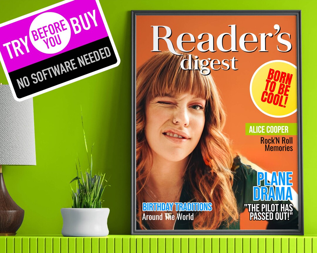 DIY Reader's Digest Magazine Cover, Sign, Birthday Cover, Original Gift ...