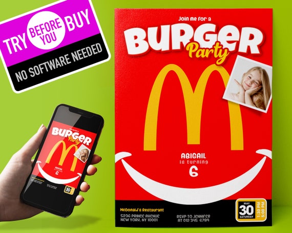 Mcdonald's Birthday Party Invitation Printable Invite - Etsy Singapore