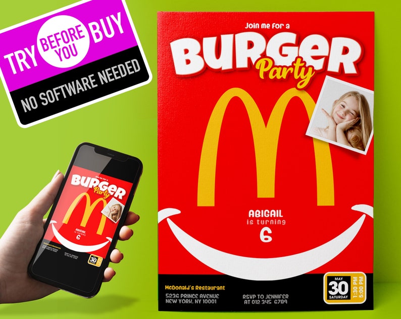 Mcdonald's Birthday Party Invitation - Printable Invite - DIY ...