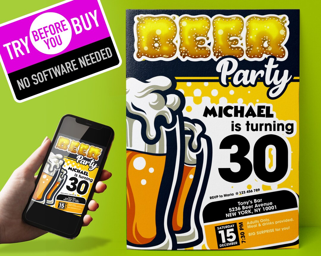 Beer Party Invitation, Beer Birthday Invitation, Beer Invitation ...