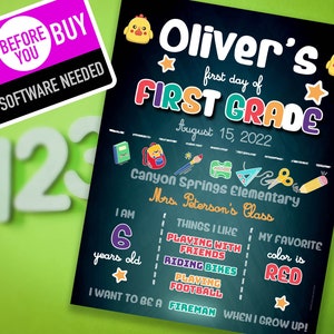 FIRST Day of School Sign Template DIY Printable Editable 1st Day Back ...