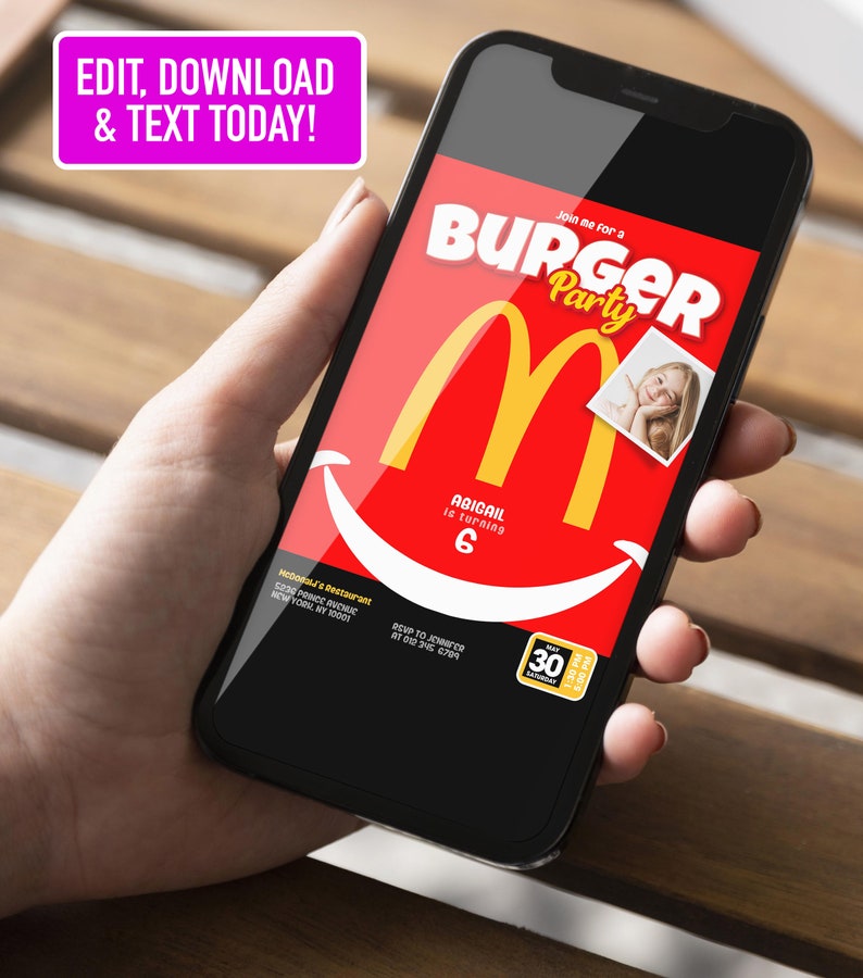 Mcdonald's Birthday Party Invitation - Printable Invite - DIY ...