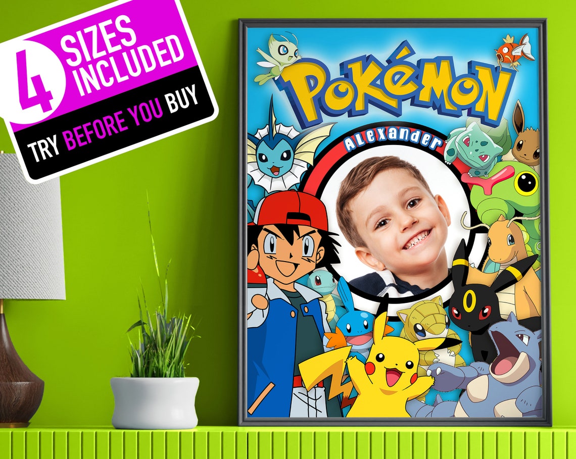 Pokemon POSTER Template, DIY Poster Sign Pokemon Birthday Sign Party ...