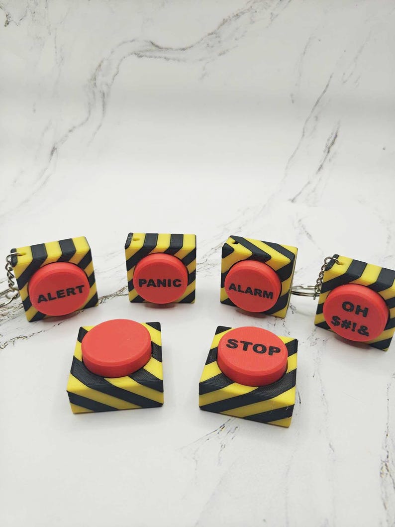 Big Red Panic Button Keychain: Stress Relief Fidget Toy - Etsy