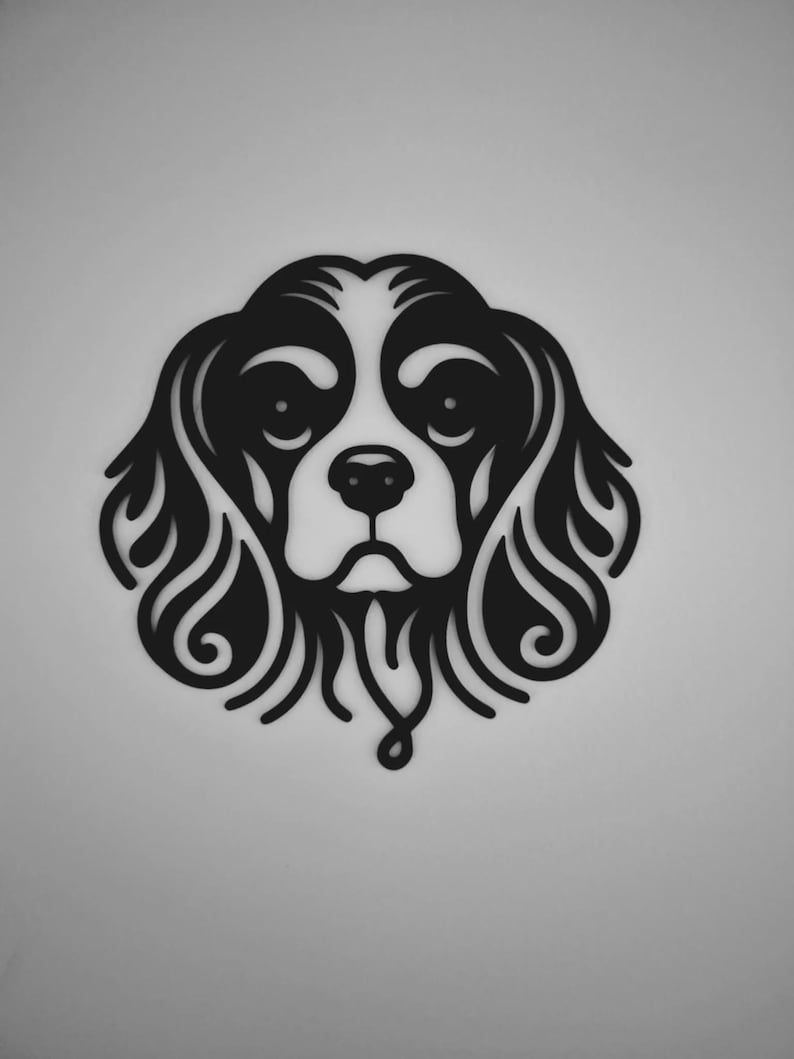 Layered Cavalier King Charles Spaniel Wall Art – Modern Dog Silhouette ...
