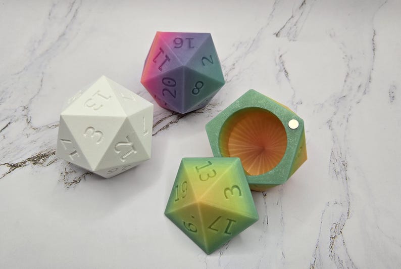 Giant D20 Dice Box With Magnetic Lid, Glow in the Dark Dnd Dice ...