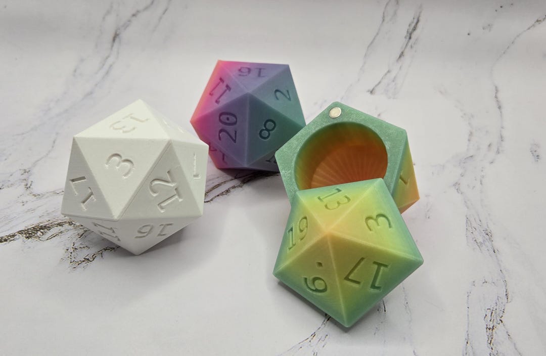 Giant Glowing D20 Dice Box With Magnetic Lid: Multicolor Mega Container ...