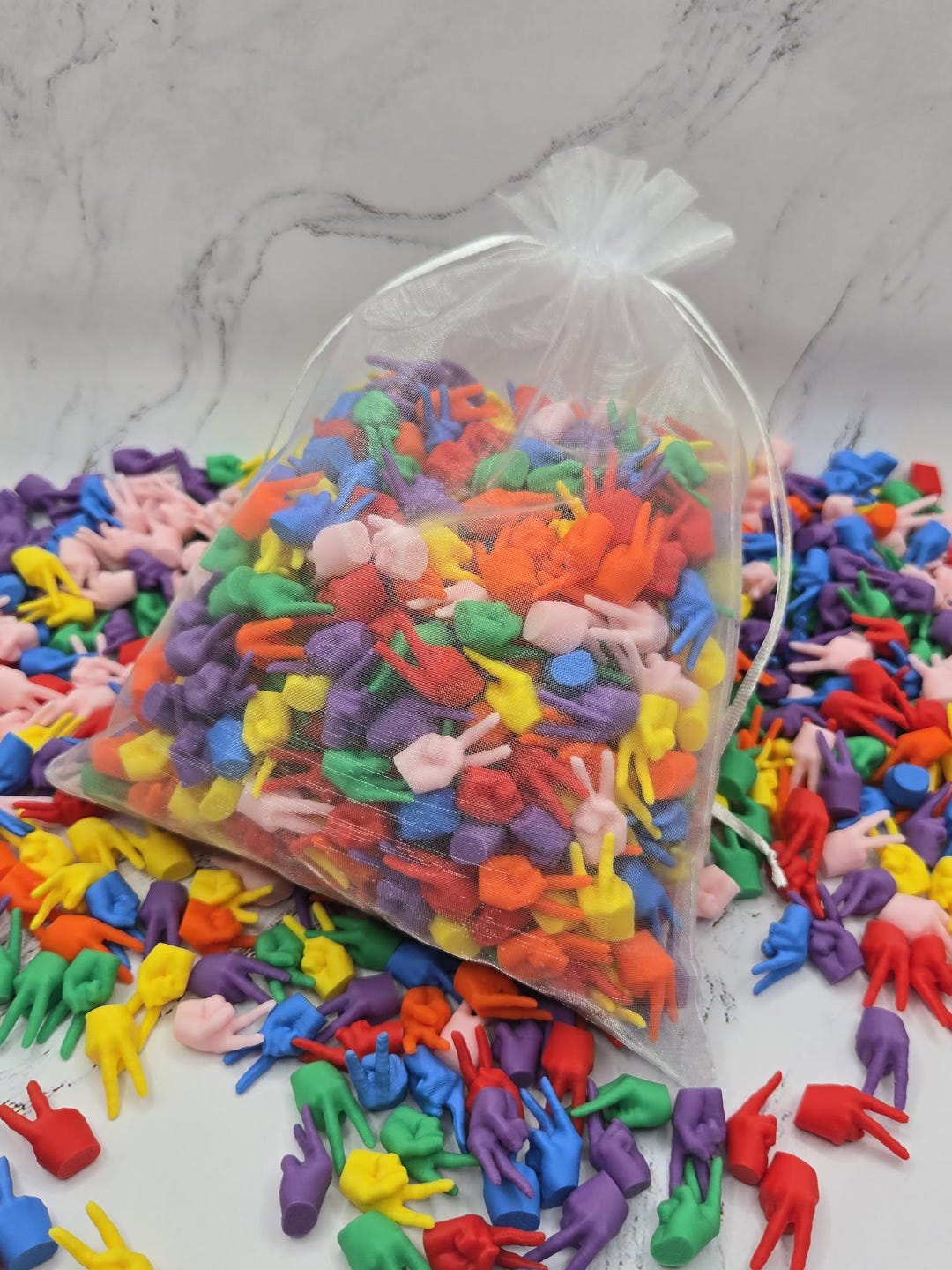 Mini Peace Sign Hands – Colorful 3D Printed Party Favors, Sensory Toys ...
