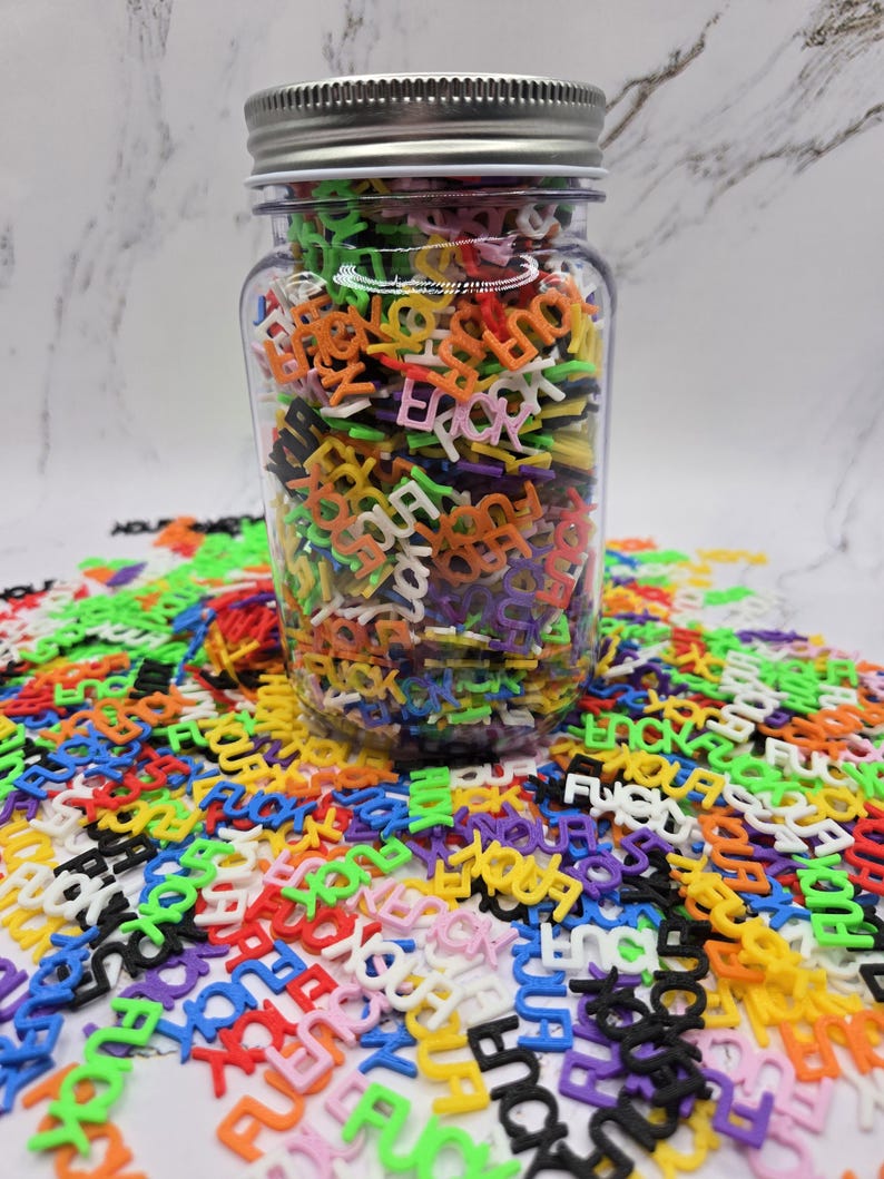 Rainbow "f*ck" Word Jar: 3D Printed Funny Desk Decor - Stress Relief ...