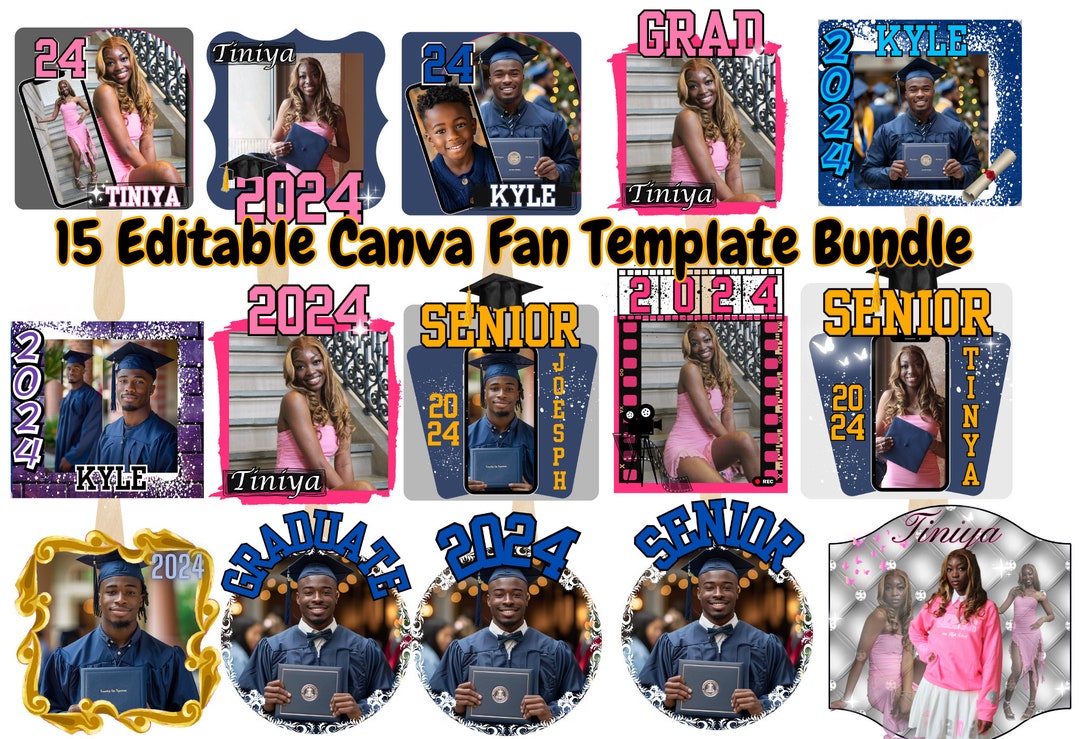 15 Editable Grad Fan Templates for Seniors - Customizable Canva Designs ...