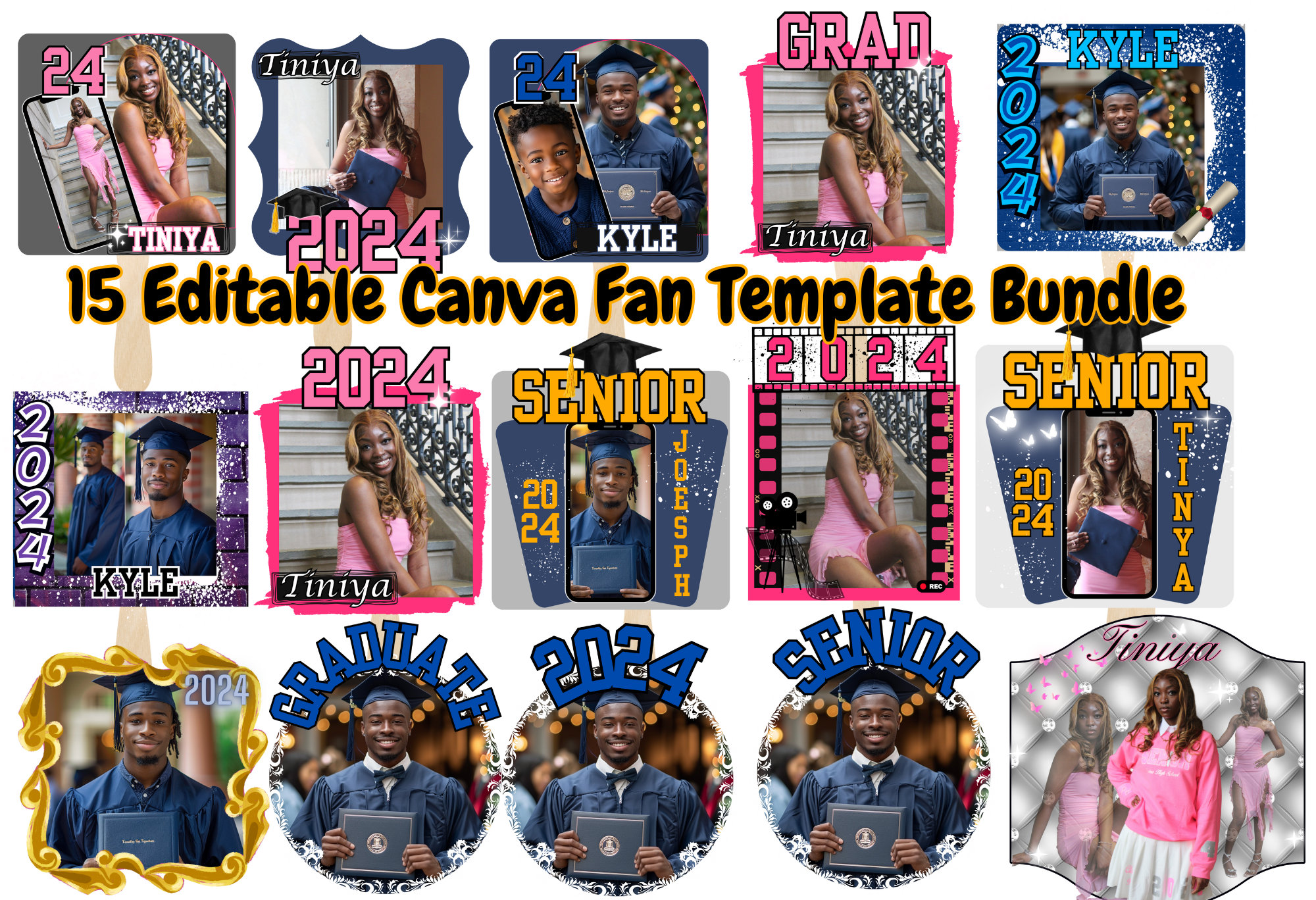 15 Editable Grad Fan Templates for Seniors - Customizable Canva Designs ...