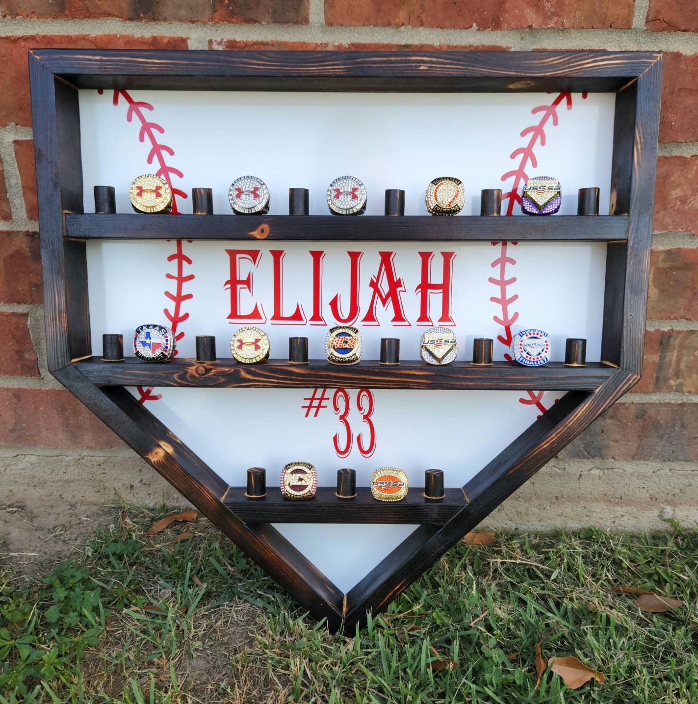 Baseball Ring Display Holder. 27 Rings! Personalized!! Homeplate. - Etsy