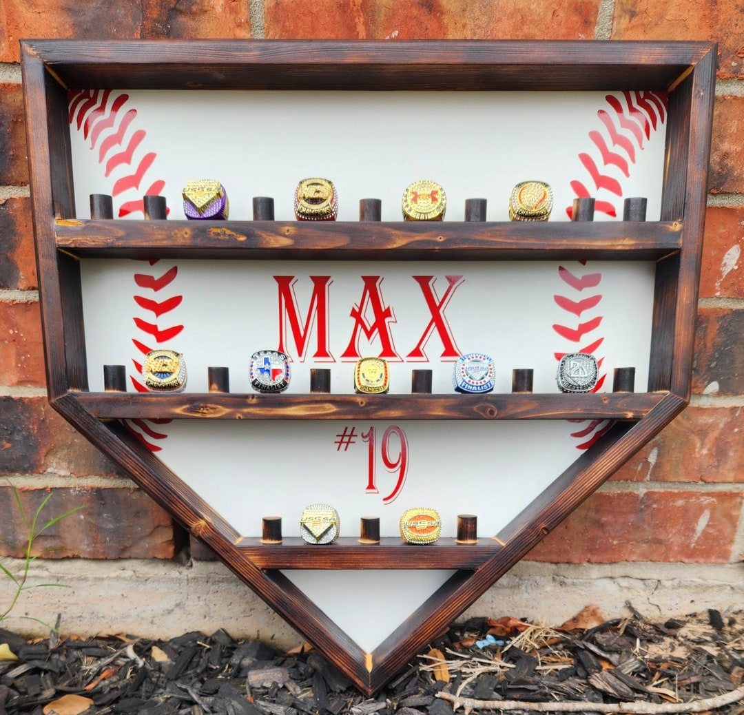 Personalized Baseball Ring Display | Custom Home Plate Ring Holder ...