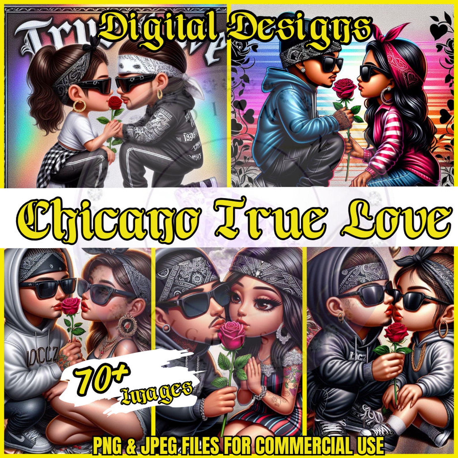Chicano True Love Designs: 70+ PNG Image Bundle (digital Download) - Etsy