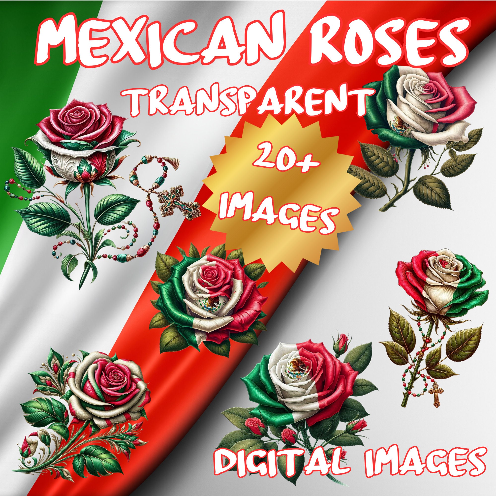 Mexican Roses Transparent PNG Clipart Bundle (20+ Digital Images) - Etsy