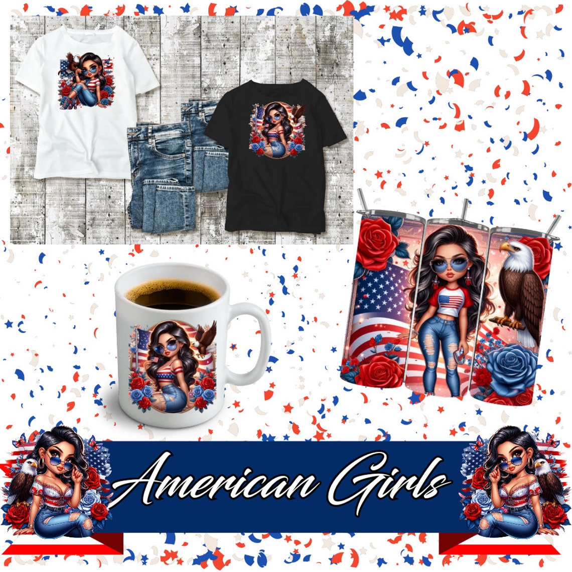 100+ American Girls Digital Designs Png, Tumbler Wrap, Tshirt Transfer ...