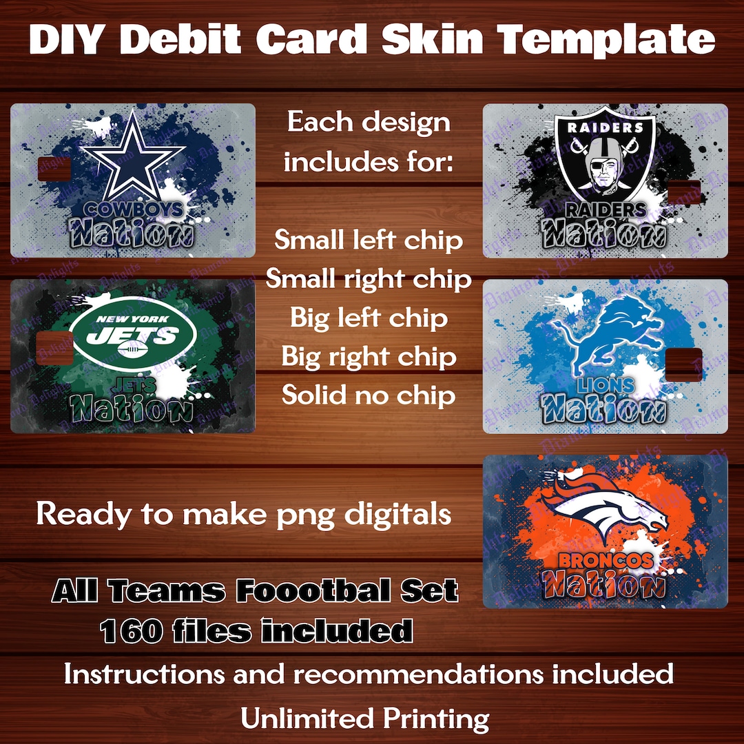 Football Team Debit Card Skins: DIY PNG Templates (160 Files) - Etsy