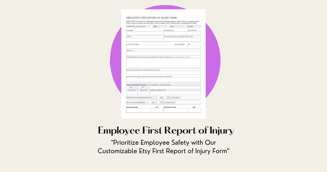 Employee First Report of Injury Form - Etsy