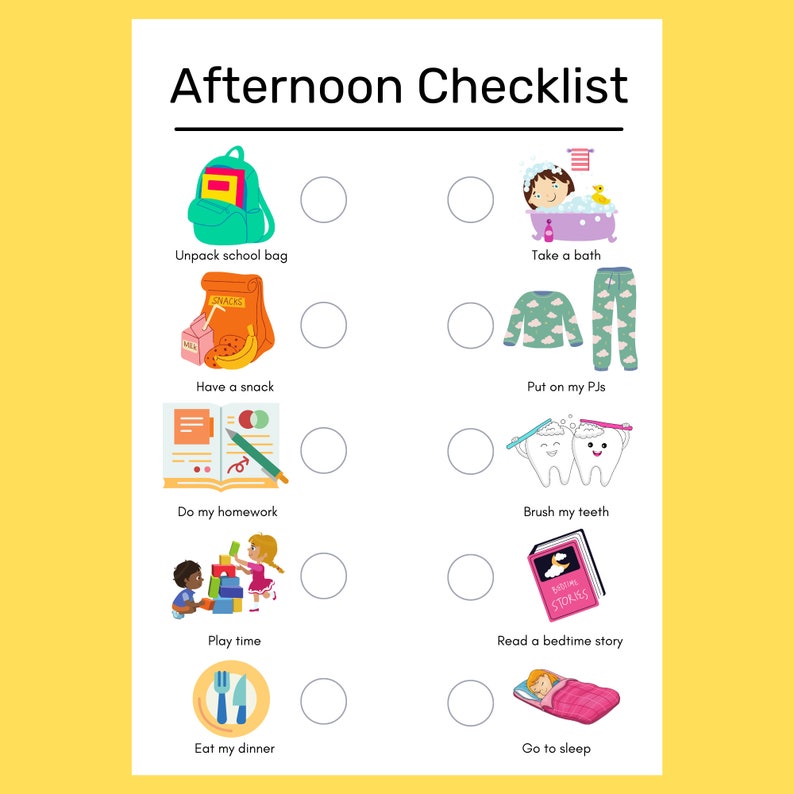 Children's After School Checklist - Etsy