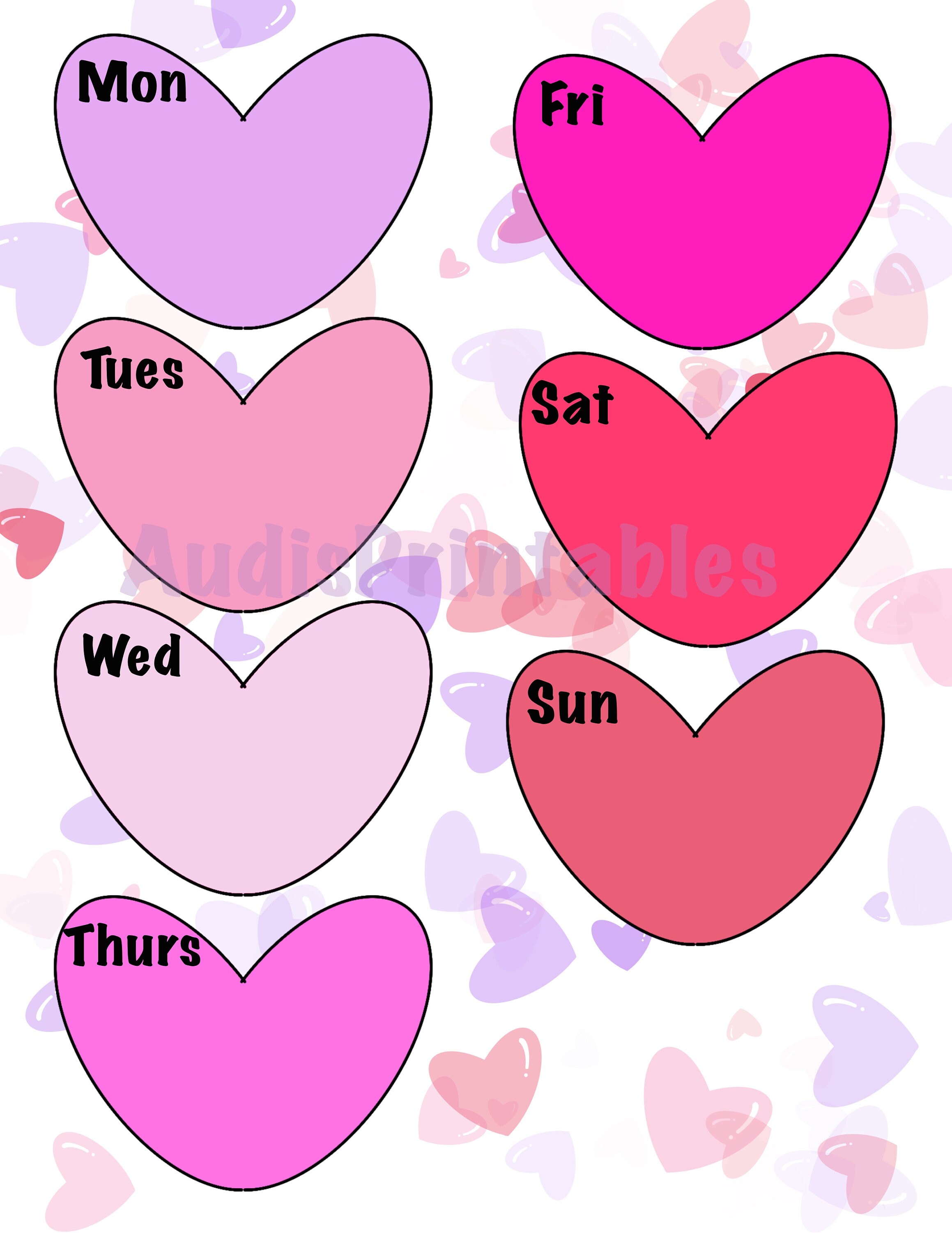 Hearts Weekly Planner Printable - Etsy