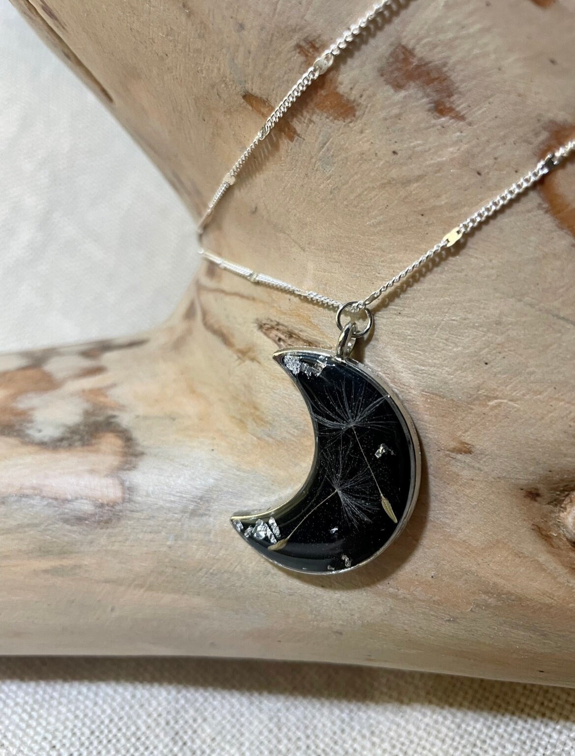 Ciondolo Luna Con Soffioni, Collana Forma Luna in Resina Soffione ...