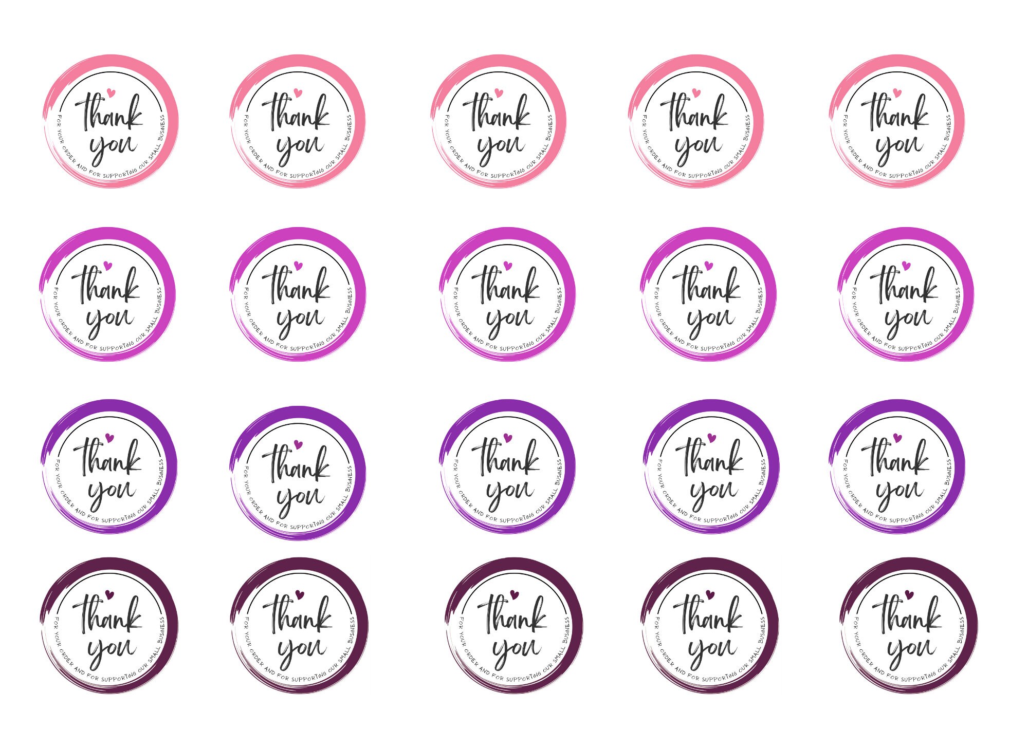 Printable Thank You Stickers Instant Download Small - Etsy