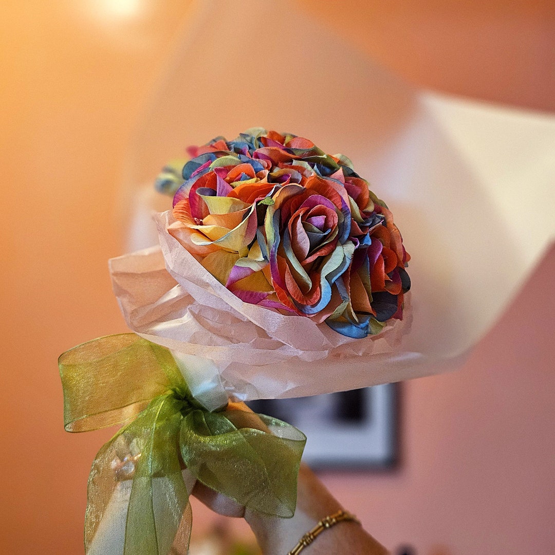 Kaleidoscope Dream - Artificial Rainbow Multicolor Rose Bouquet - Etsy