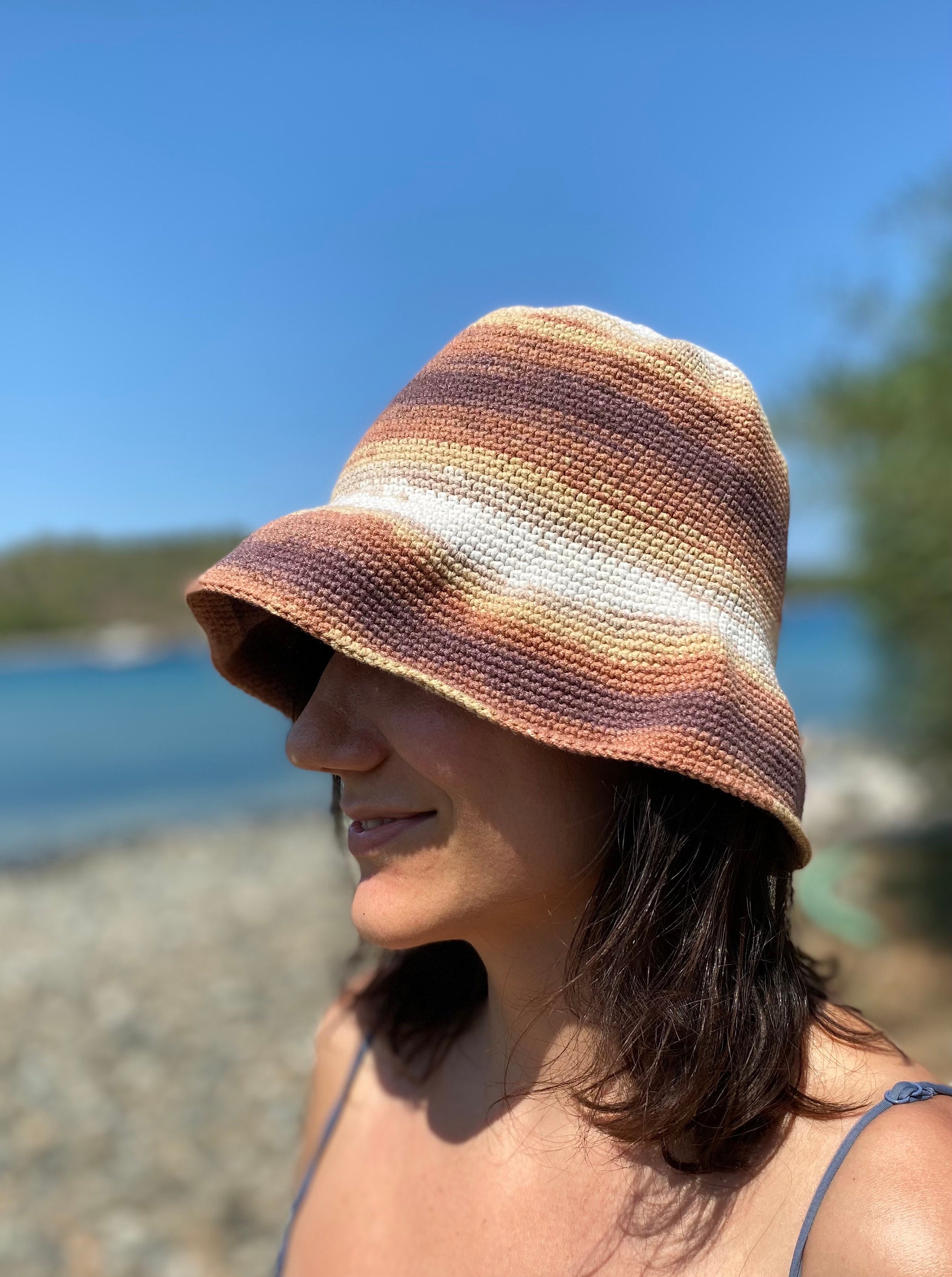 Crochet Bucket Hat Cotton, Crochet Summer Hat, Women Cloche Hat ...