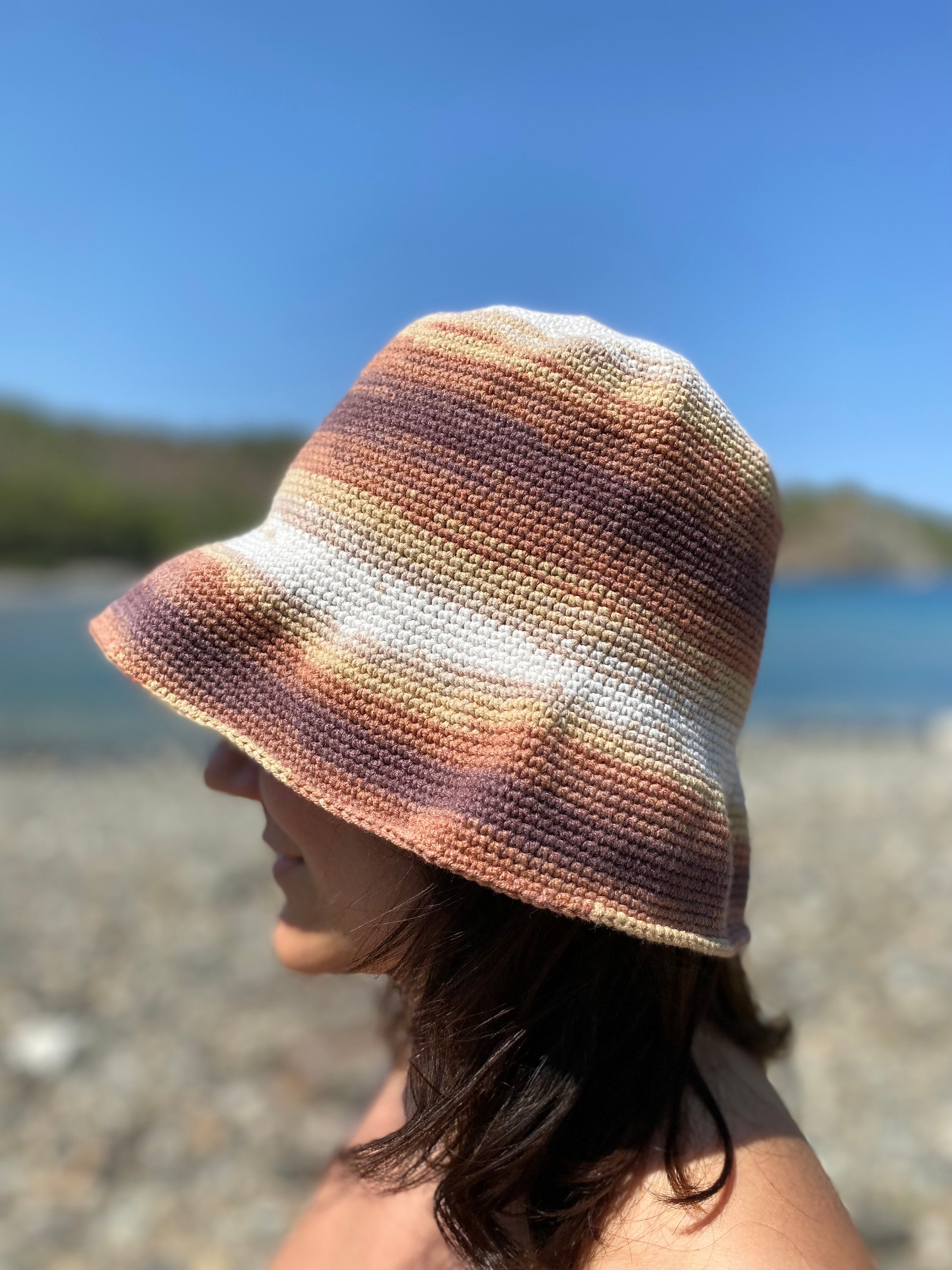 Crochet Bucket Hat Cotton, Crochet Summer Hat, Women Cloche Hat ...