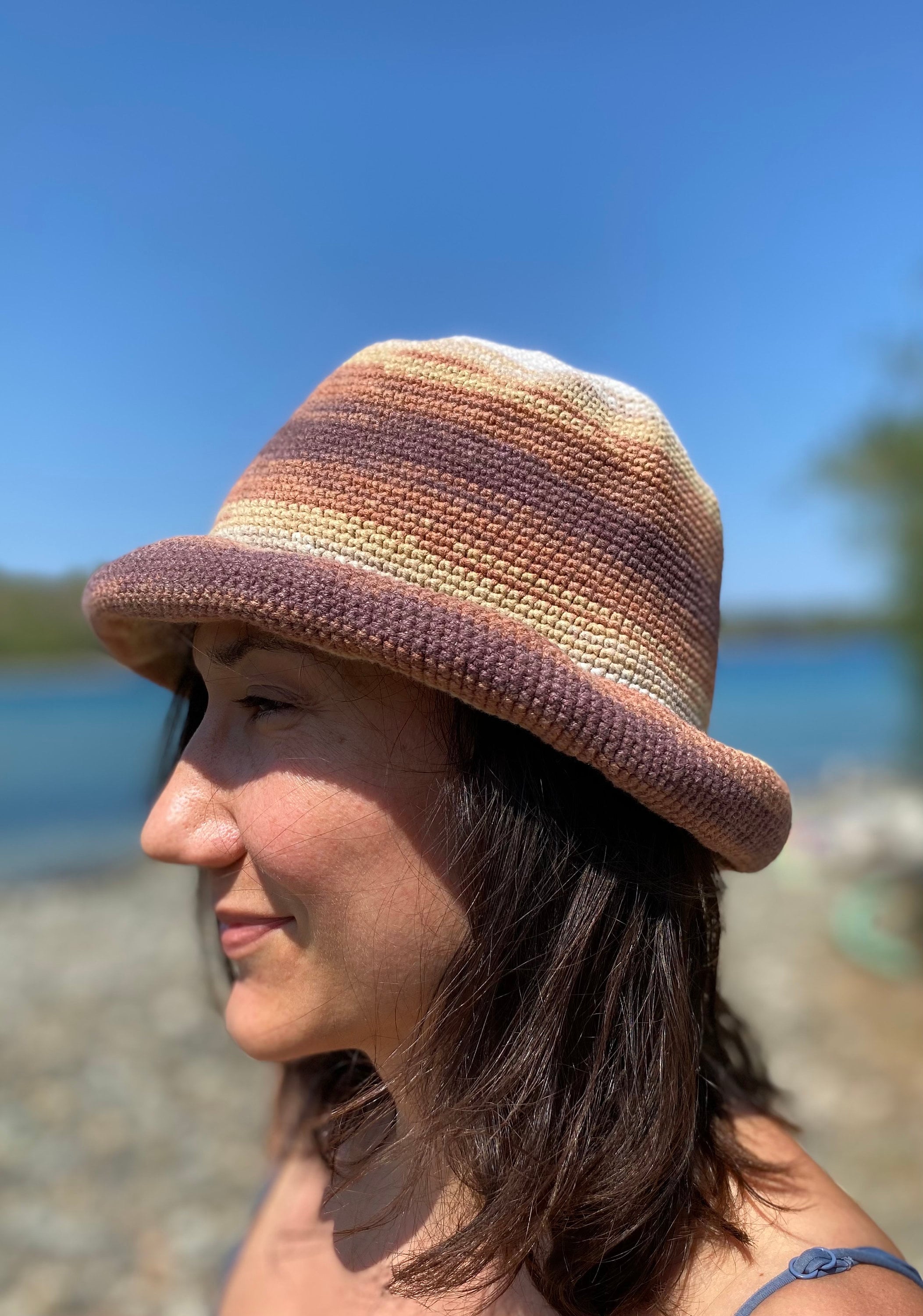 Crochet Bucket Hat Cotton, Crochet Summer Hat, Women Cloche Hat ...