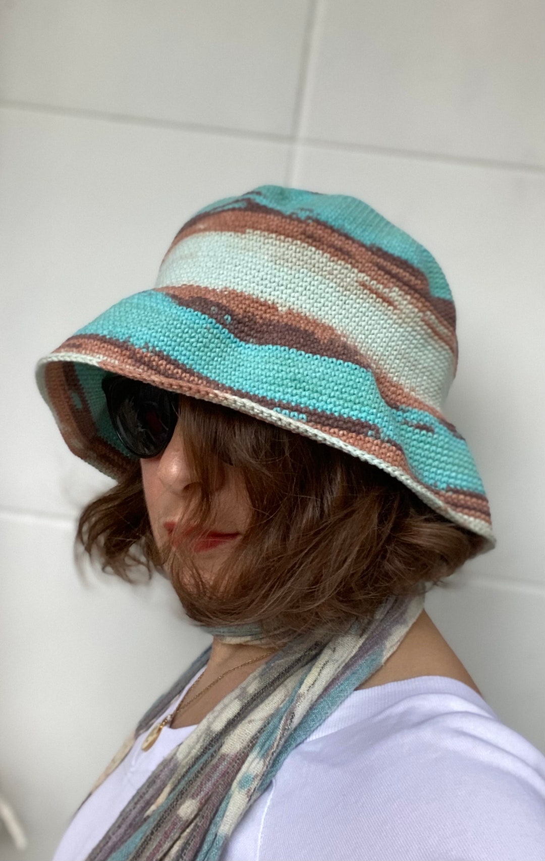 Crochet Extra Large Bucket Hat, Knit Green Summer Hat, Bucket Hat for ...